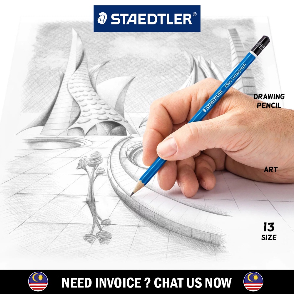 Staedtler Mars Lumograph Pencil 100 8B 7B 6B 5B 4B 3B 2B B HB H 2H 3H ...