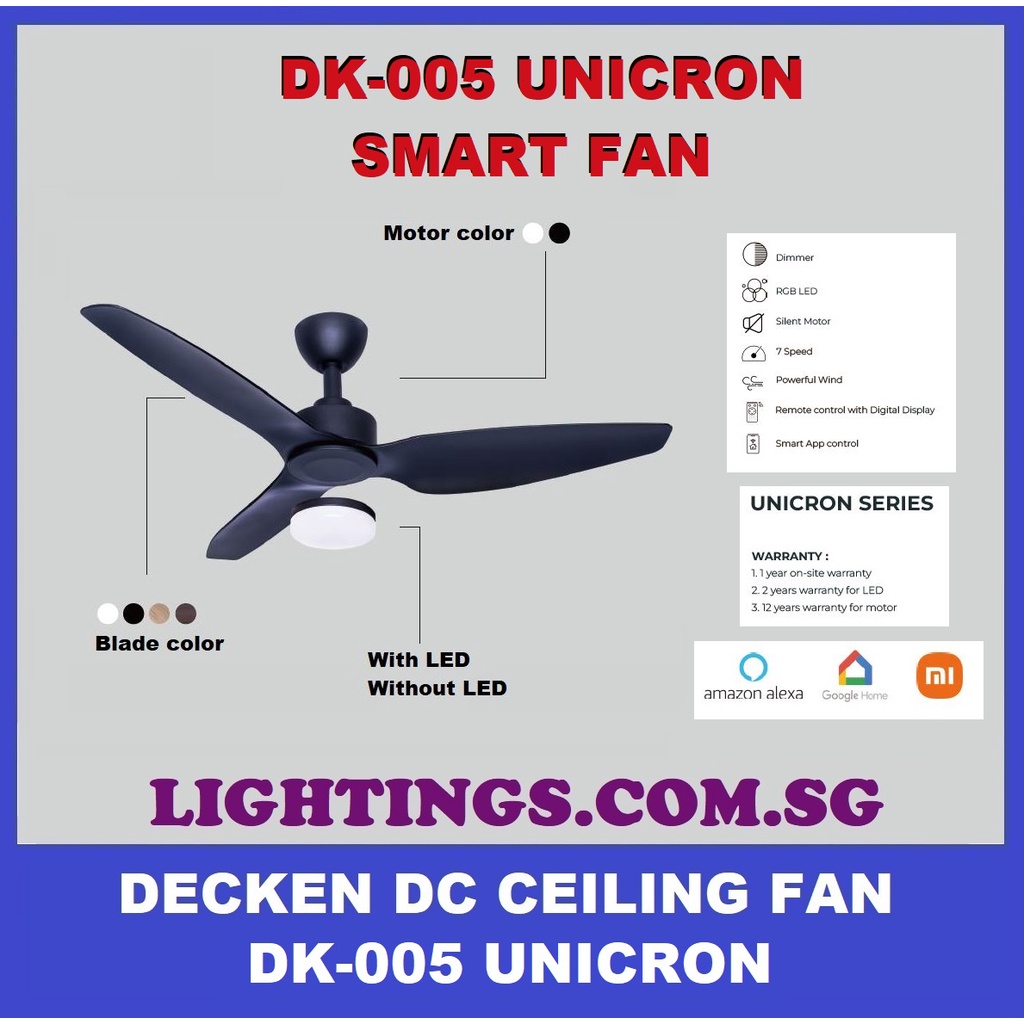 DECKEN DK-005 Unicron DC Smart Ceiling Fan | Shopee Singapore