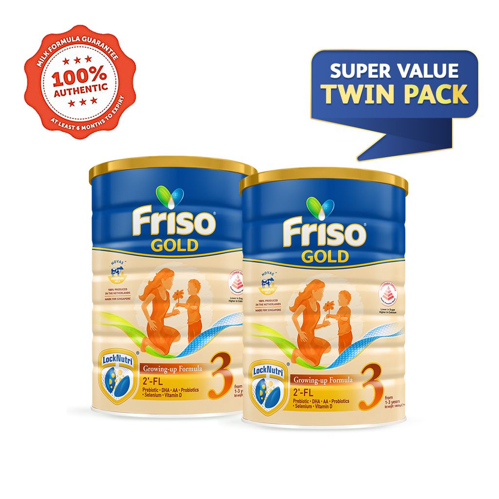 [Twin Pack] Friso Gold 3 Growing Up Milk with 2'-FL 1.8kg for Toddler 1 ...