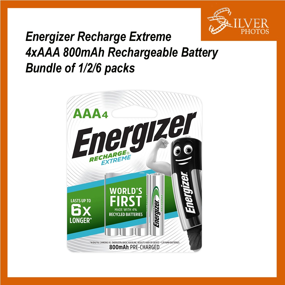 Energizer Recharge Extreme 800mAh AAA×4 Rechargeable Battery | Shopee ...