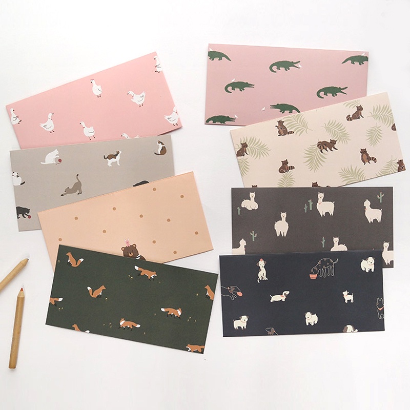 8pcs/set Animals Envelope Cute Korean Stationery | Shopee Singapore