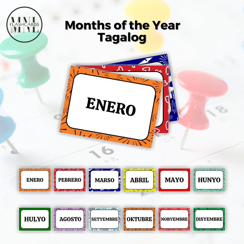 MONTHS OF THE YEAR - TAGALOG FULLY LAMINATED EDUCATIONAL FLASHCARDS ...