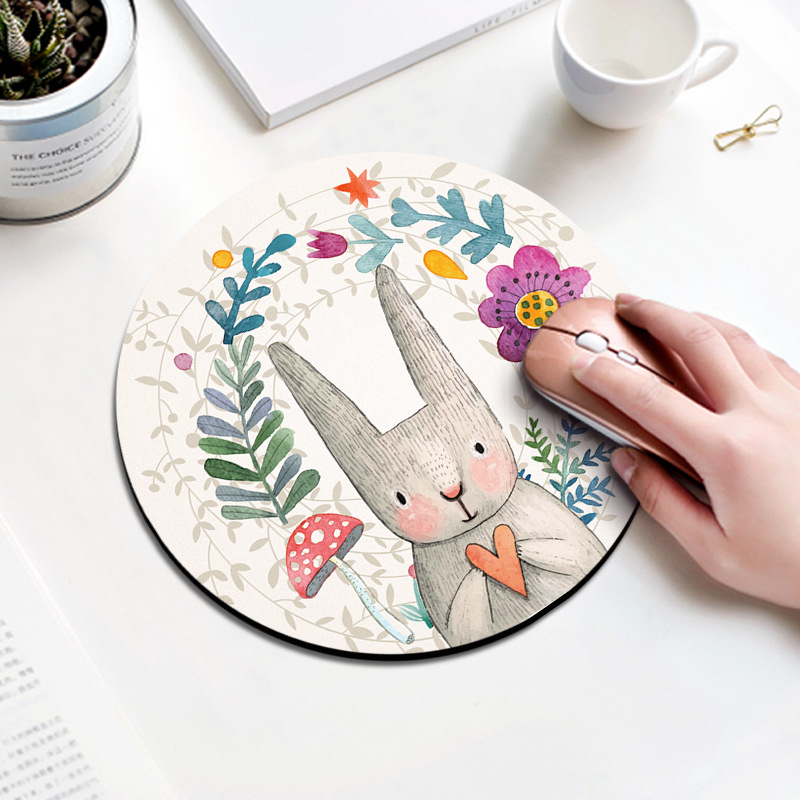 Art Print Mouse Pad Cute Pattern Desk Mice Pad Anti-Slip Round ...