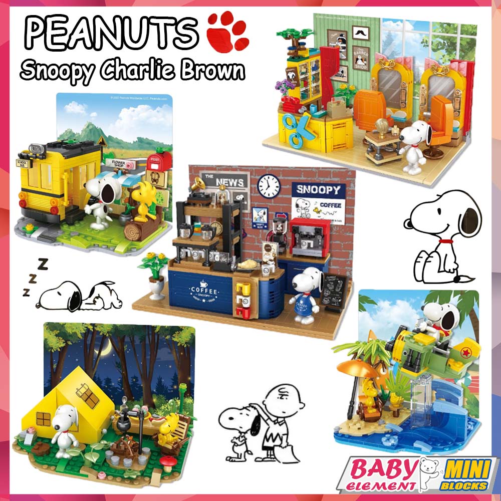 Snoopy life scene Building Blocks Cartoon Anime Charlie Brown Dog Dog ...