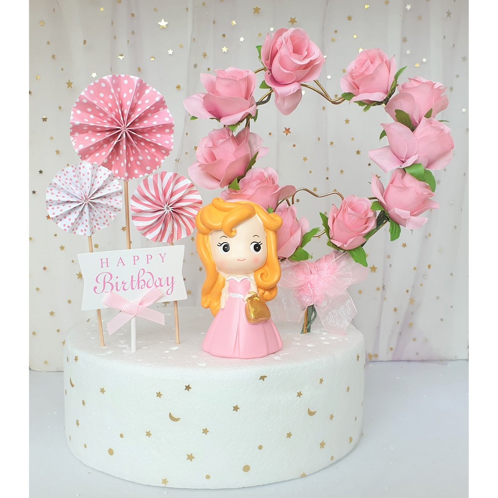 Happy Birthday Cake Topper | Pretty Lady Cake Decoration with Heart and ...