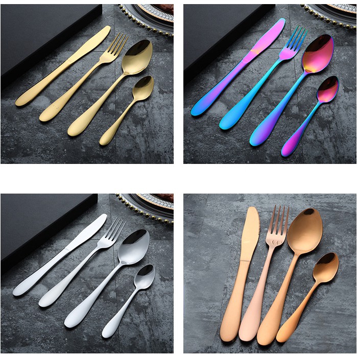 Ready Stock 1012 Stainless Steel Cutlery Set Gold Table Spoon Fork ...