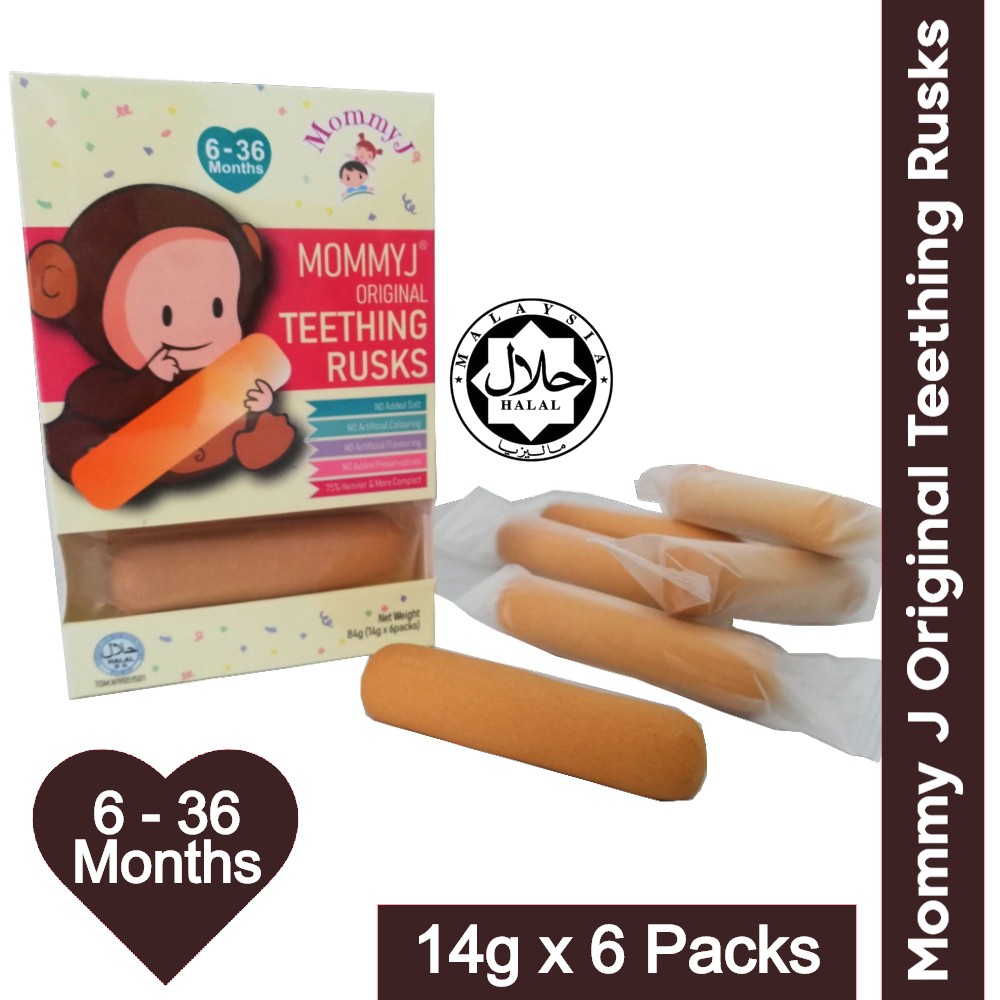 Mommy J Teething Rusks 84g (14g x 6 packs) | Shopee Singapore