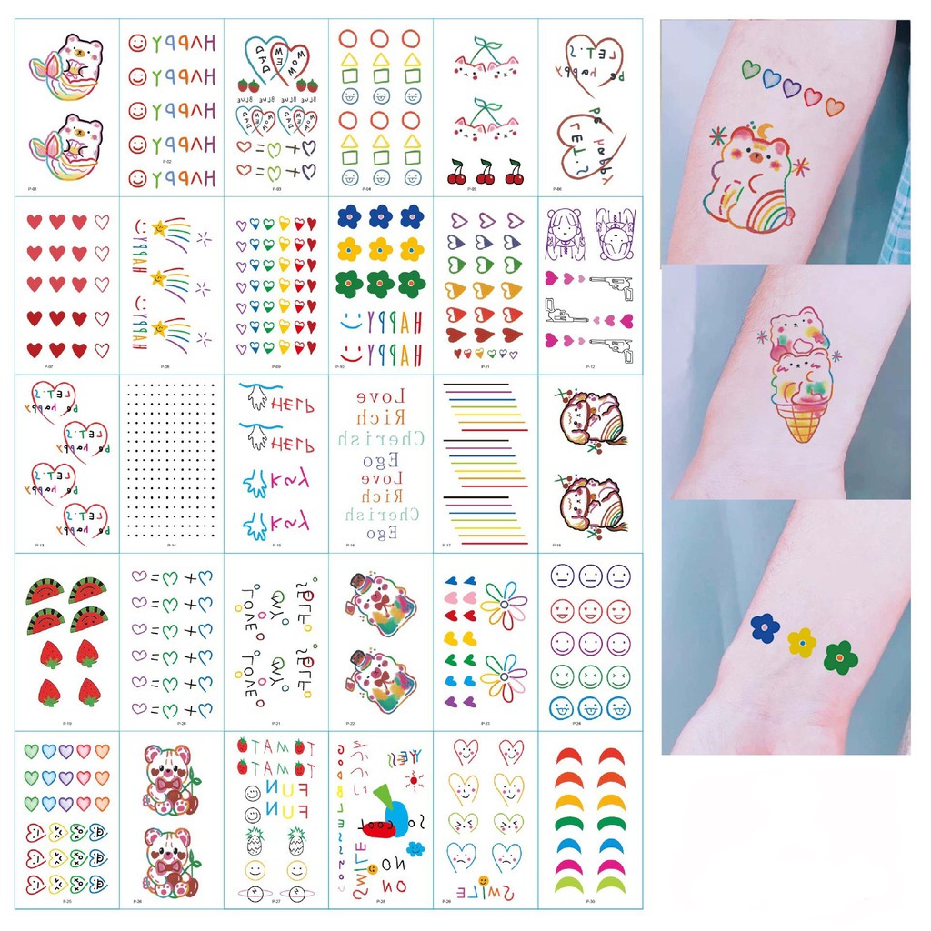 30pcs Summer Temporary Tattoo Small Fresh Waterproof Tattoo Stickers ...