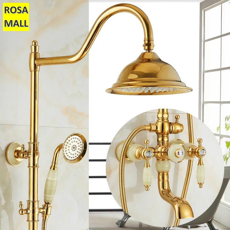 Rosa Mall bathroom shower set gold European style gold jade marble ...