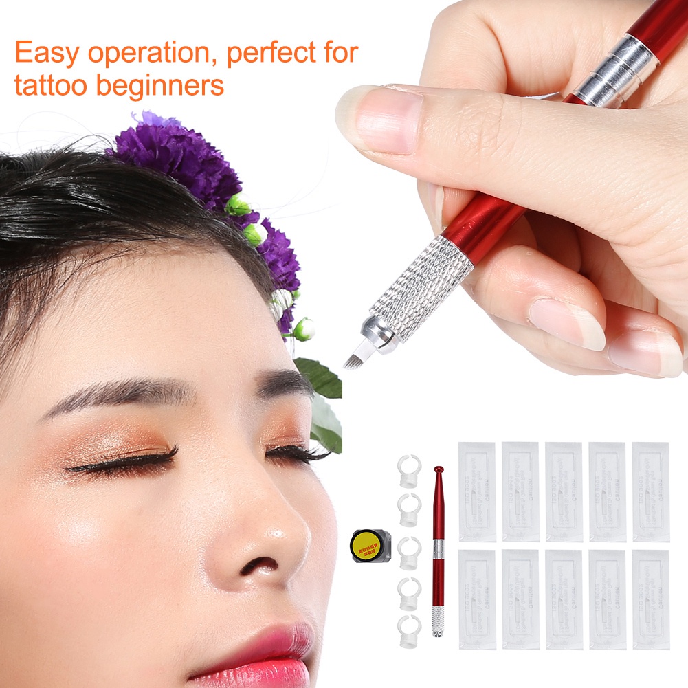 Permanent Makeup Kit Microblading Eyebrow Tattoo Practice Pen Needle ...