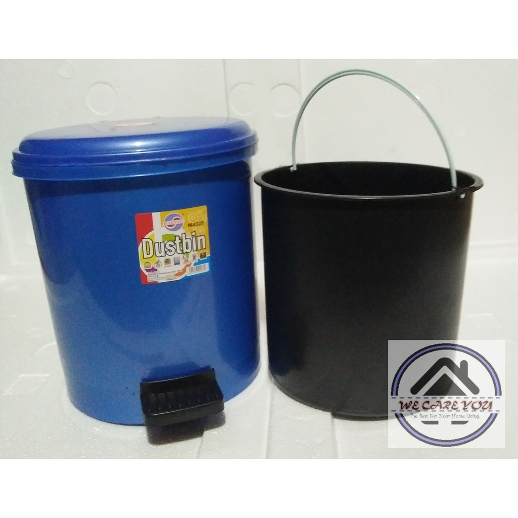 8L Round Step Foot Pedal Dustbin Bucket with Lid/ Recycling Bin ...