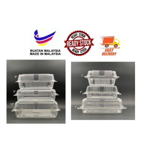 BENXON Square Cake Tray with Lock Bakery Disposable Plastic Clear Food ...