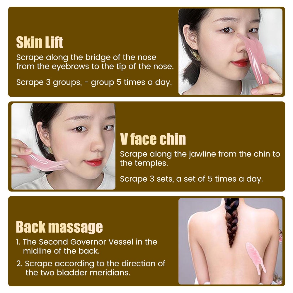 Natural Resin Nose Scraper Gua Sha Board Facial Roller Beauty Tool ...