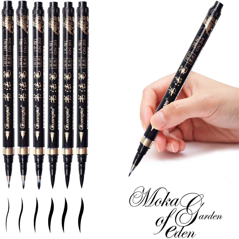 6Pcs Calligraphy Pen Hand Lettering Pen Brush Lettering Pen Writing ...