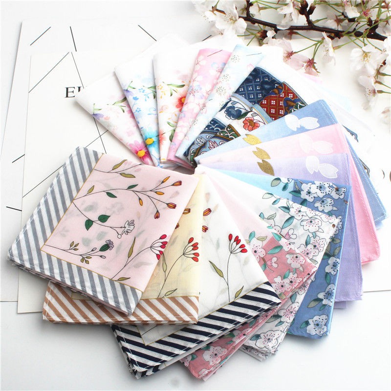 ⚡【spot goods】Japanese style cherry blossom printed women's handkerchief ...
