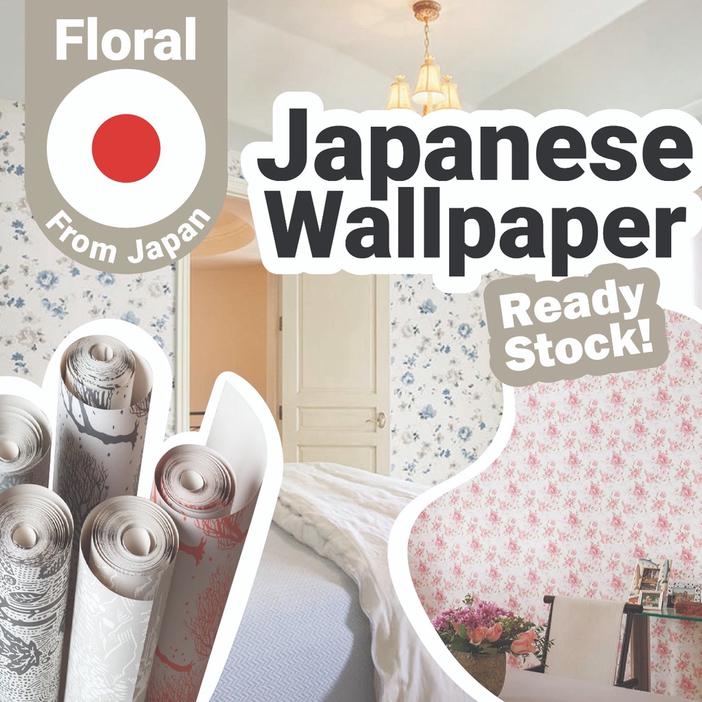 READY STOCK SG Japanese Wallpaper Floral Flower Rose - Easy DIY / High ...
