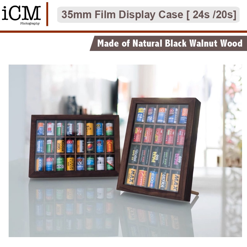 35mm Film Canister Display wooden Case Box - Made of Black walnut Wood ...