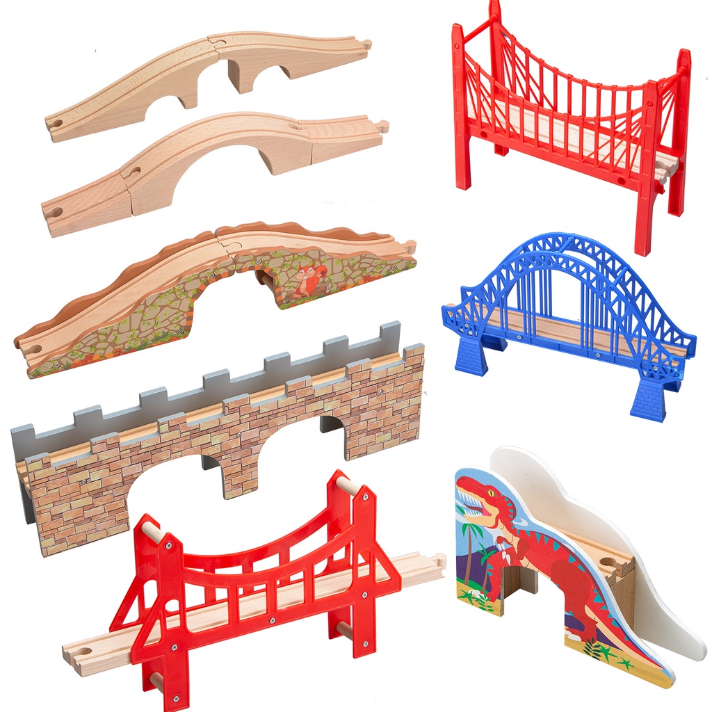 Children Wooden Track Bridge Suspension Bridge Building Blocks ...