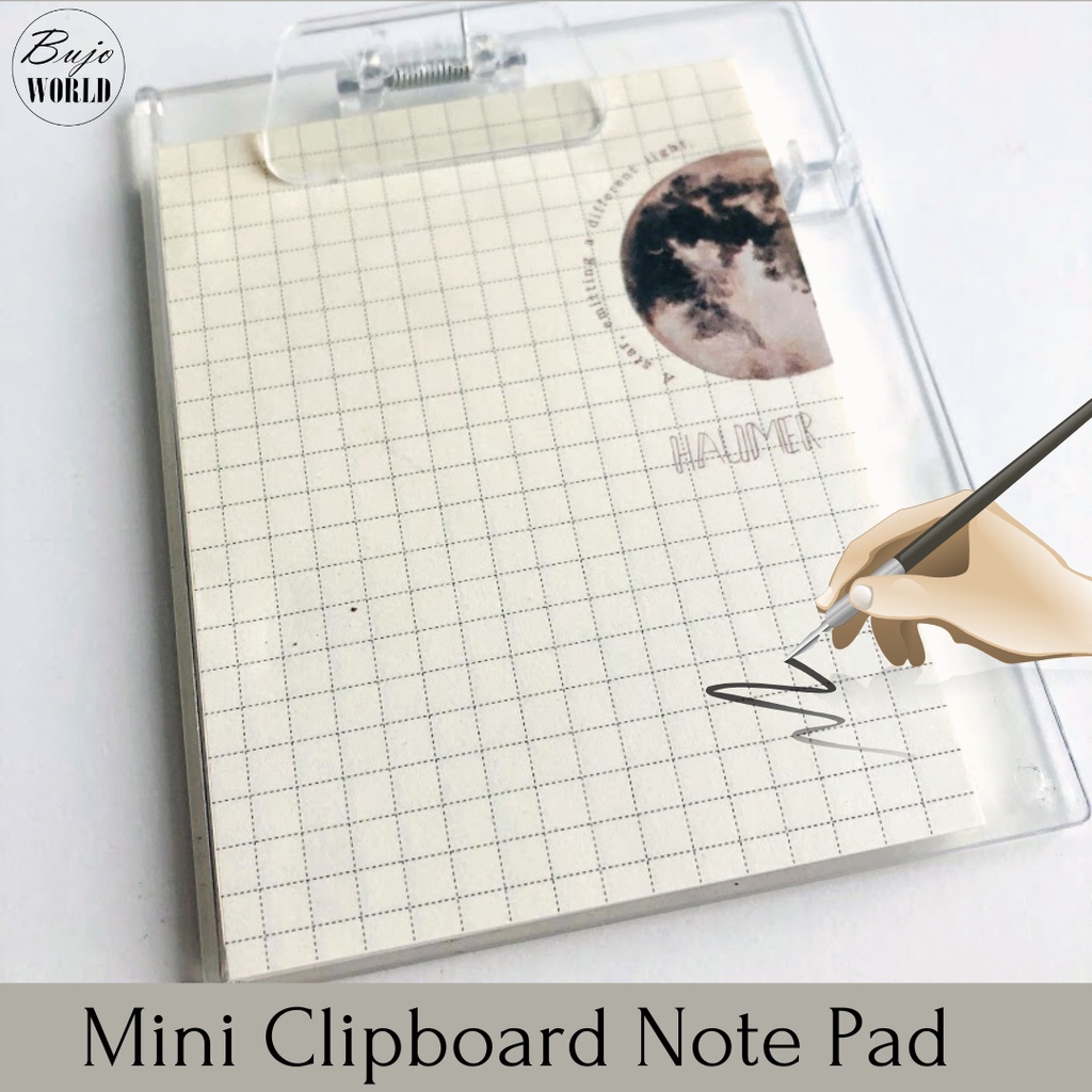 Memo Clipboard w/Notepad & Pen 50 sheet Square grid Plastic Mini 4 ...