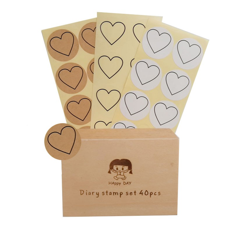 100pcs Love Heart Shaped Sticker Scrapbooking Package Gift Seal Label ...