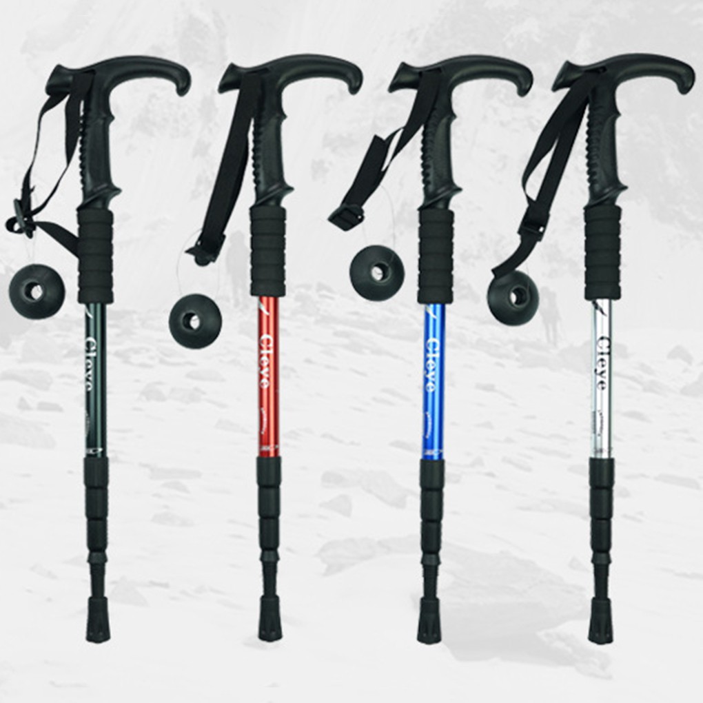 Adjustable 4 Section Trekking Walking Hiking Sticks Telescoping Anti ...