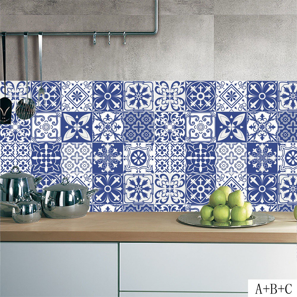 20*100cm DIY Mediterranean style Mosaic Wall Tiles Stickers Waist Line ...