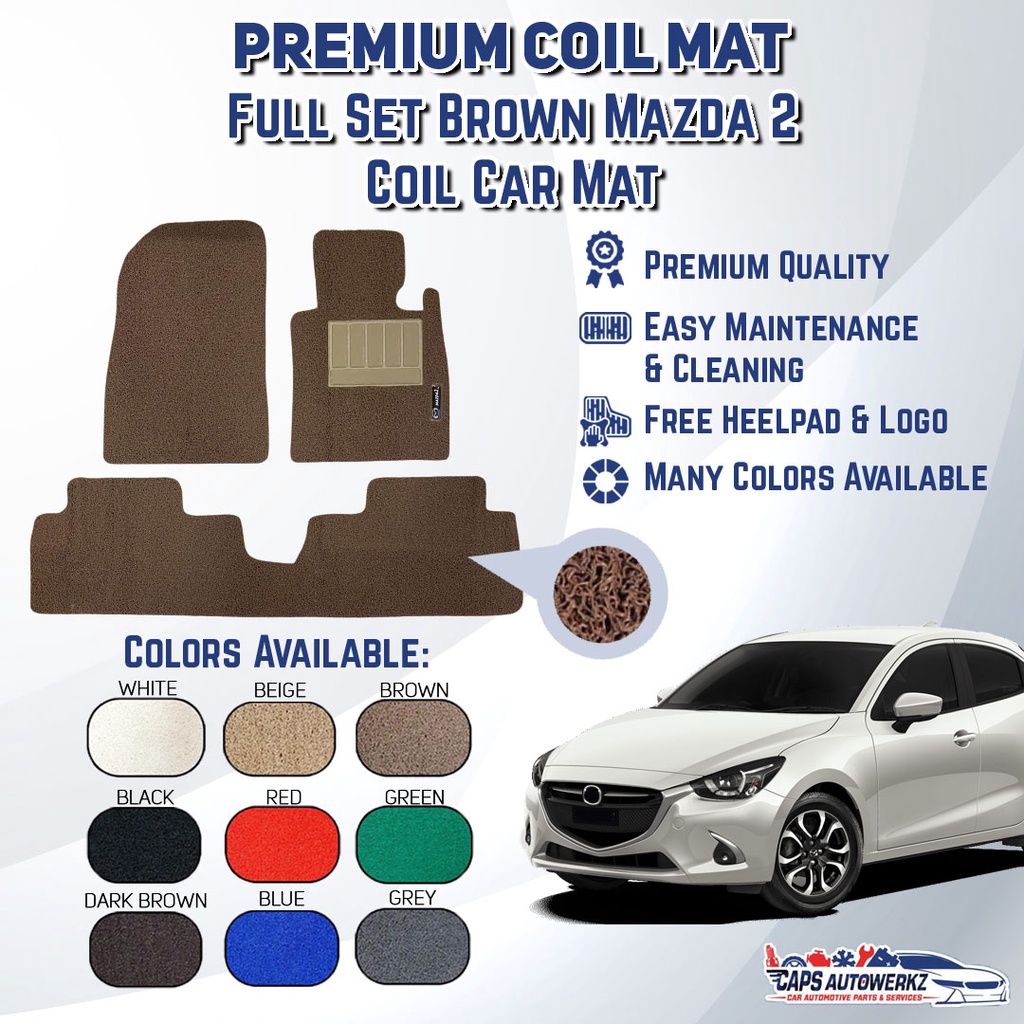 MAZDA 2 Premium Customized Single Color Coil Car Mats | Car Floor Mats ...