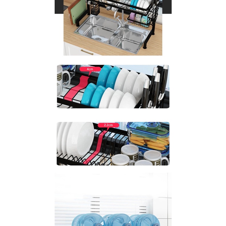 🌈Kitchen Dish Rack 65/75/85/95CM Gutters Shelving 2/3 Layer Storage ...