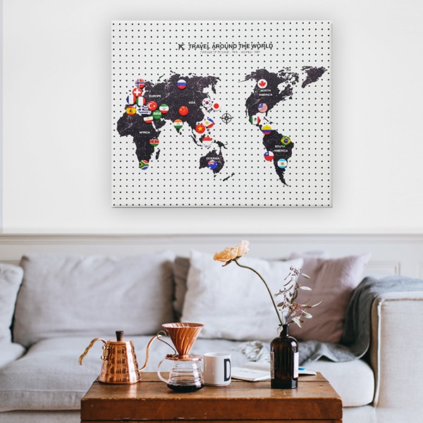 INPEGBOARD World Map Printed Pegboard Kit, World Flag Magnets Offered ...
