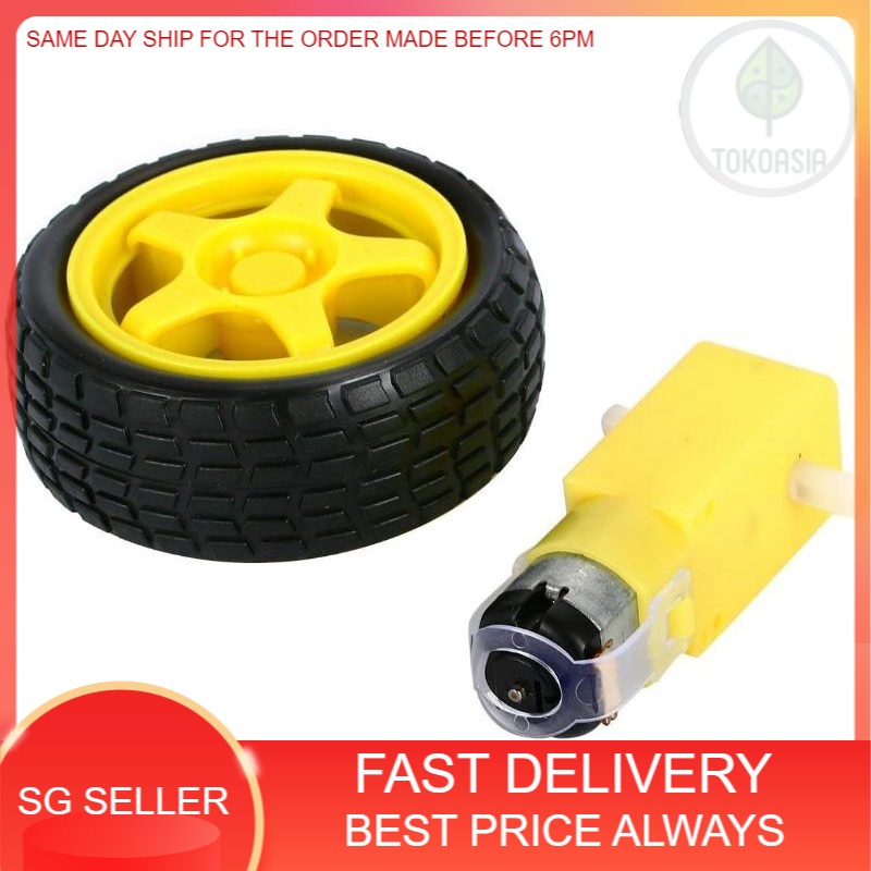 (Local Stock) Smart Car Robot Plastic Tire With drive Gear Motor ...