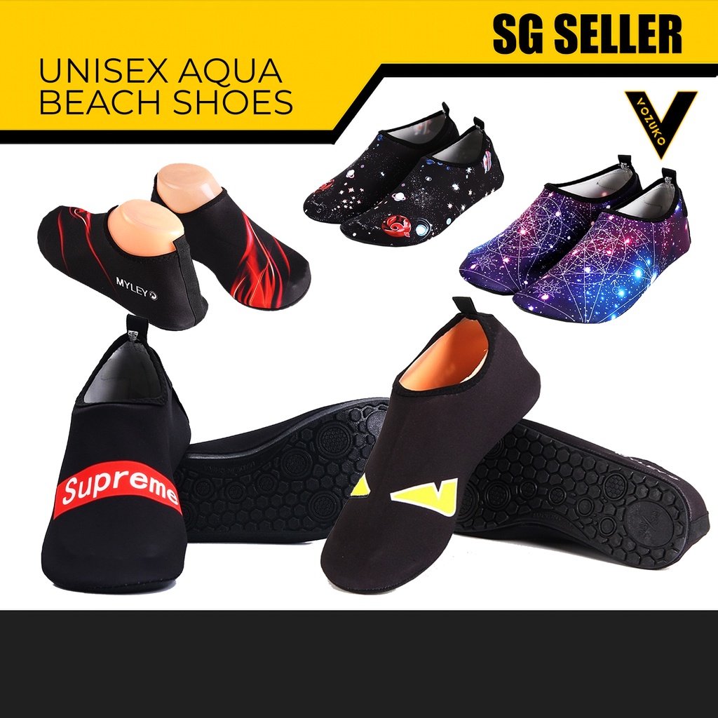 [SG SELLER] Aqua Shoes Adult Spandex Fabric Non-Slippery Breathable ...