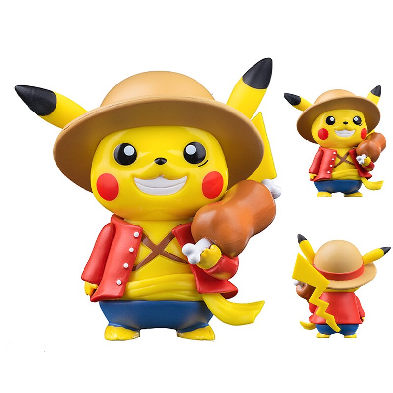 Pokemon 10cm Pikachu cos one piece car decoration pikachu cosplay Luffy ...