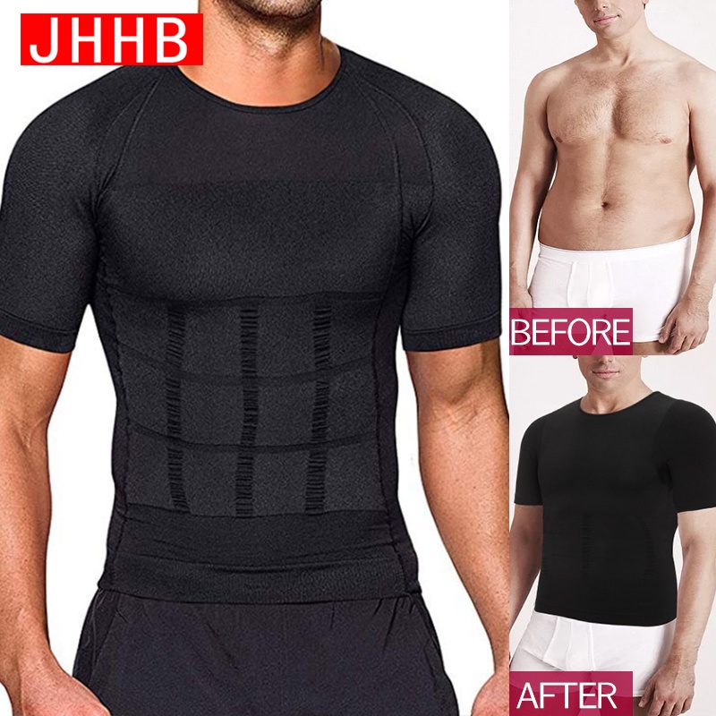 Men Body Shaper Slimming Compression Shirts Gynecomastia Waist Trainer ...