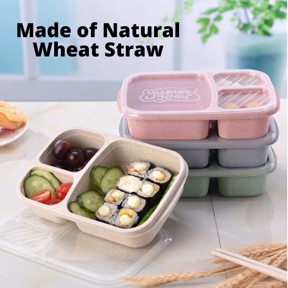 {SG} Eco Friendly Wheat Straw Lunch Box Bento Lunch Box 1000ml ...