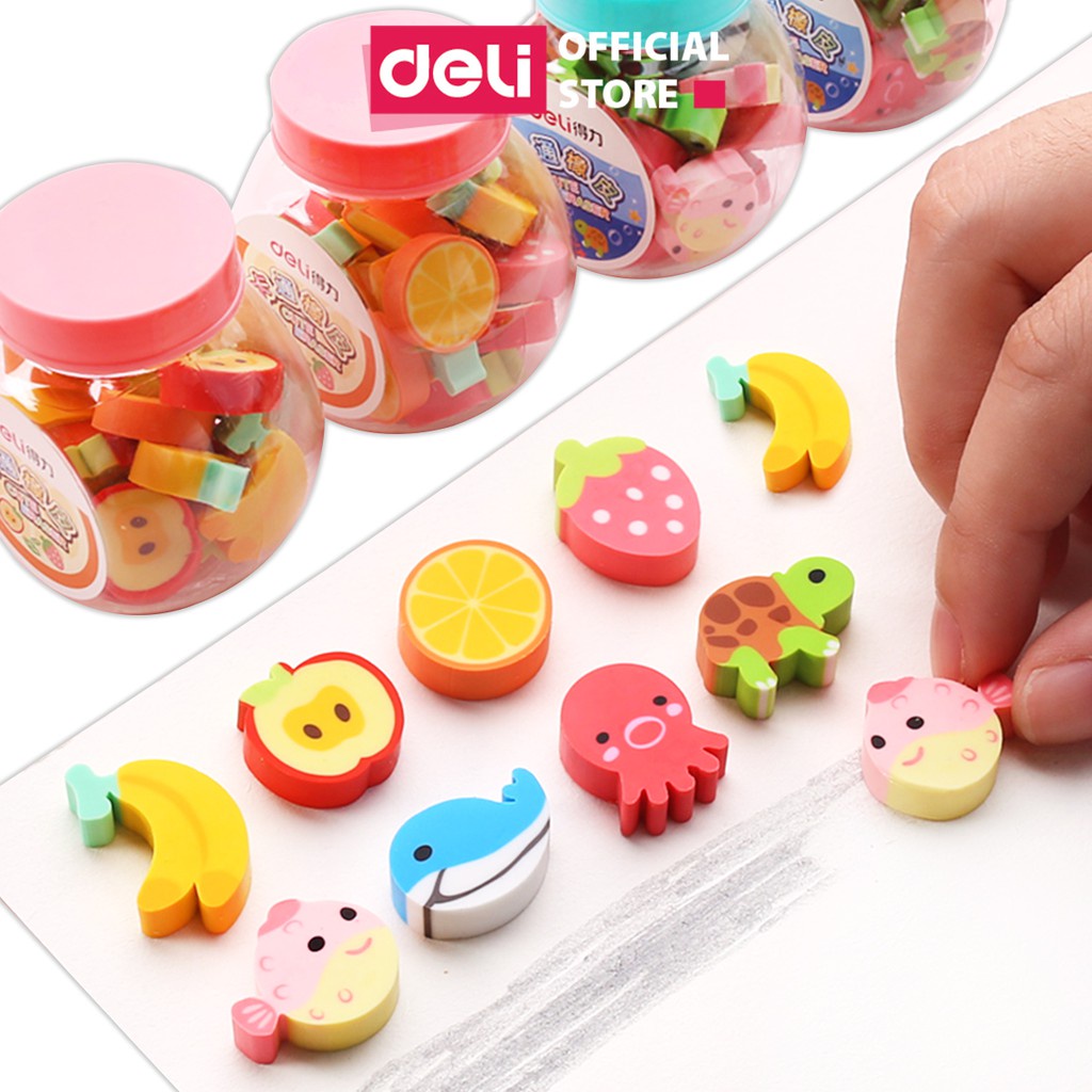 Box of 20 Cute Mini Erasers Cute Fruits and Animals Deli - Pencil ...