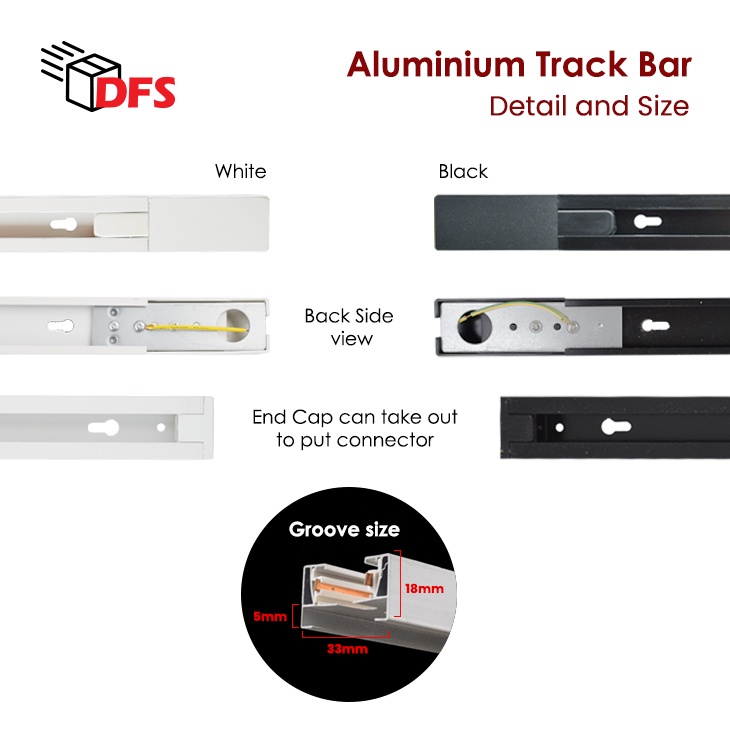 DFS LED LIGHT Open Groove Aluminum Track 1M/1.5M for LED Track Light ...