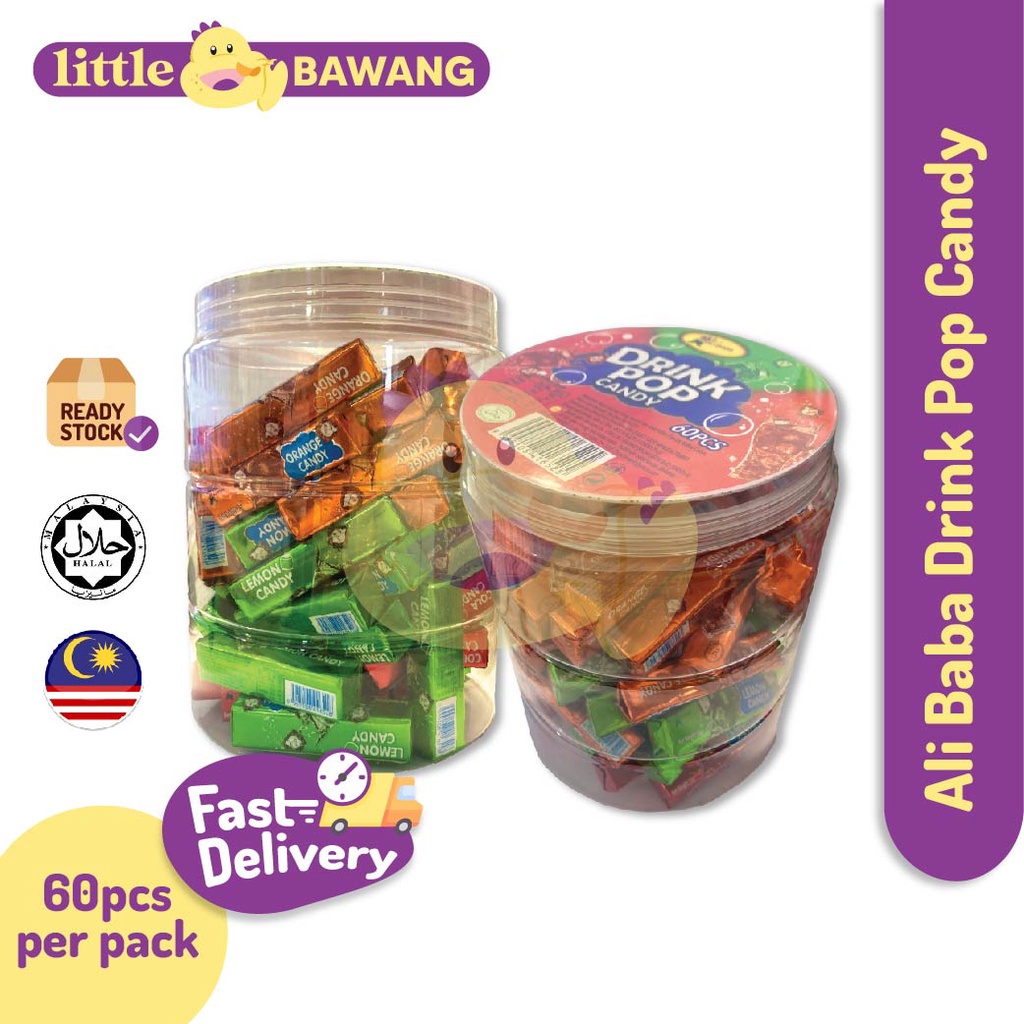 Ali Baba Drink Pop Candy 60pcs Orange Lemon Cola Flavour Candy | Shopee ...