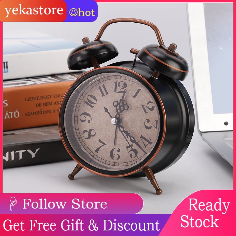 Alarm clock Luminous vintage mechanical manual Double bedroom double ...