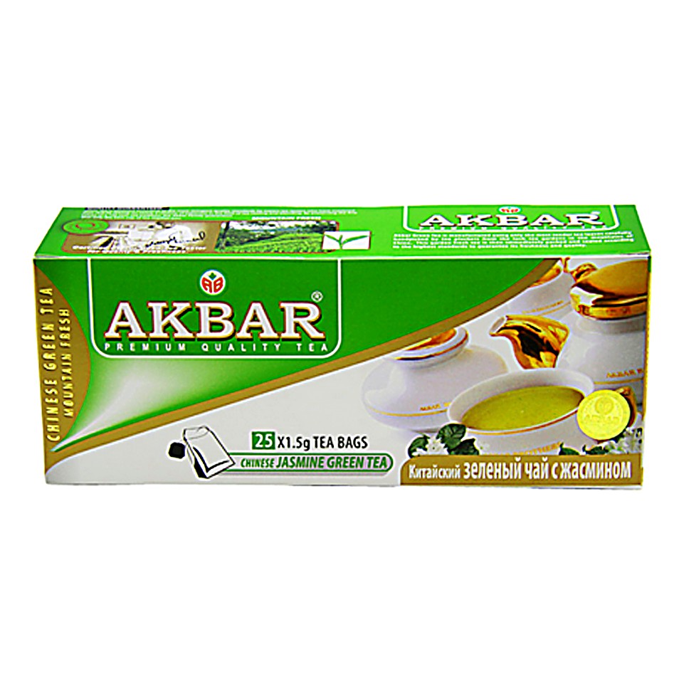 Akbar Premium Jasmine Green Tea 20 Tea Bags with Envelop per Box Ceylon ...