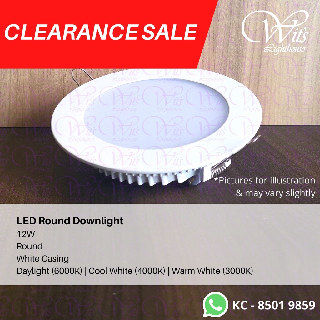 LED Round Downlight Panel Light 12W White Casing LED Ceiling Light Down ...