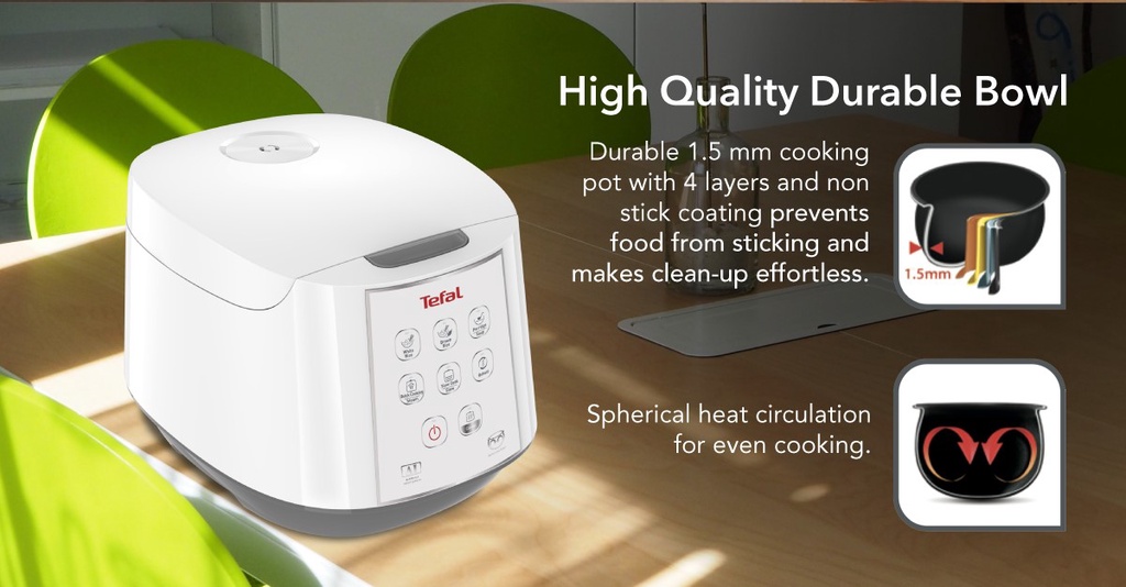 Tefal Easy Fuzzy Logic Rice Cooker 1.8L RK7321 – 8 Programmes, AI, 4 ...