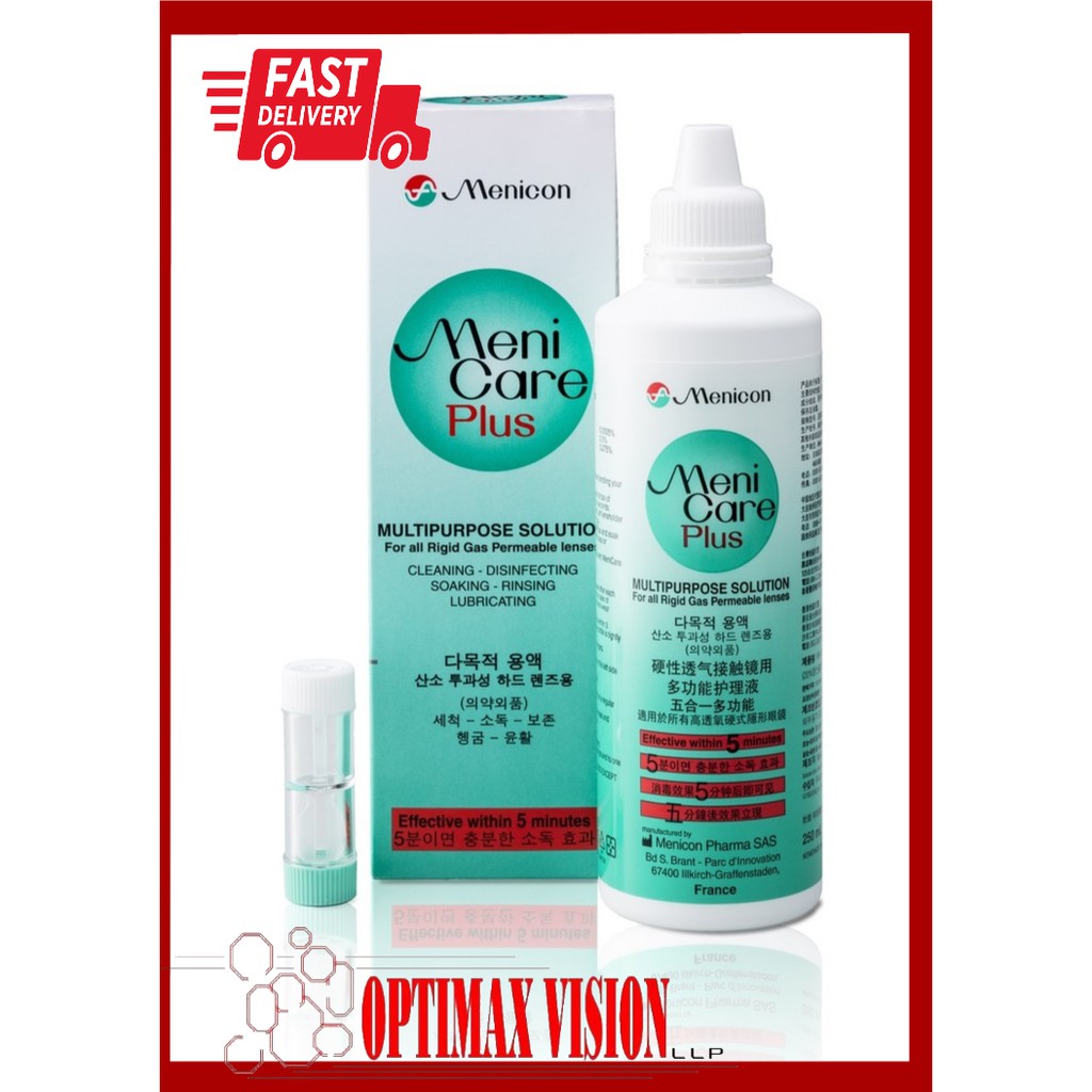 Menicon MeniCare Plus Multipurpose Solution RGP hard lens solution (250 ml) (Expiry Date 2026/12 ...