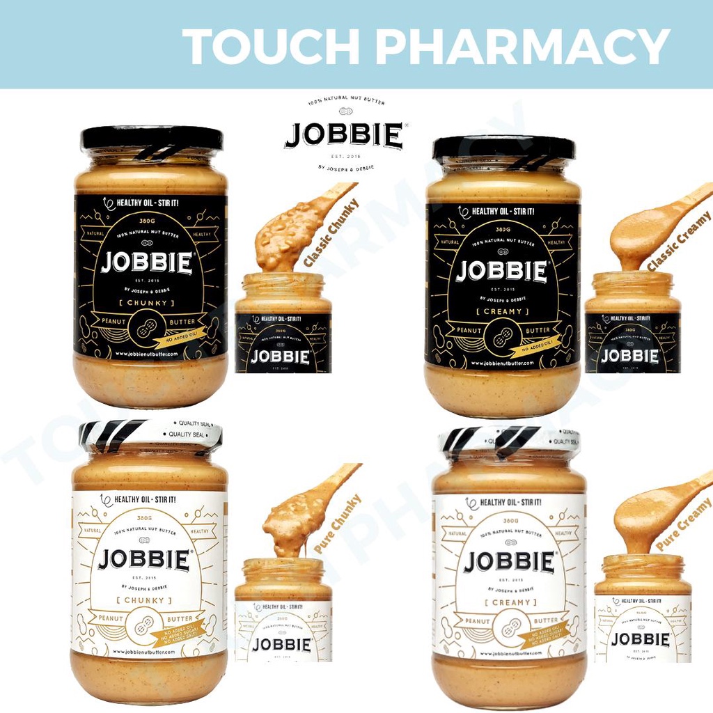 JOBBIE Classic Chunky/Creamy / Pure Chunky/Creamy Peanut Butter (380g ...