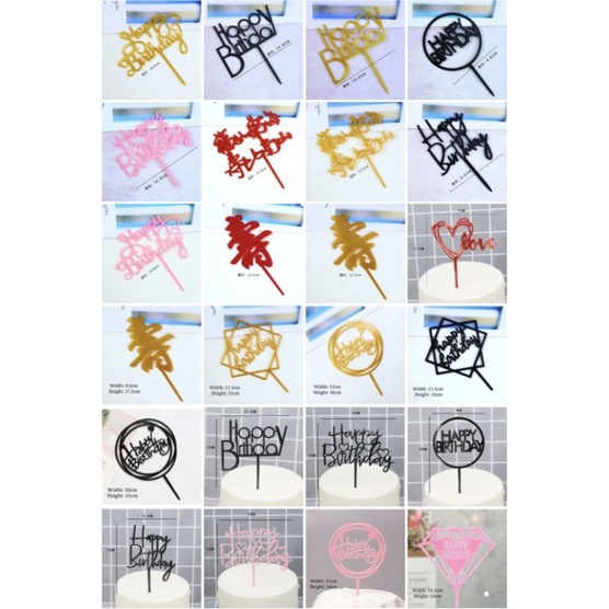 Happy Birthday Plastic Topper Cake Decoration 生日快乐塑料蛋糕插件 | Shopee Singapore
