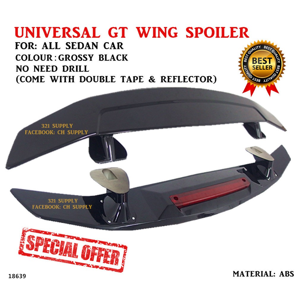 Universal GT Wing Spoiler Sedan Car Wira Waja Blm Flx Saga VVT VIOS ...