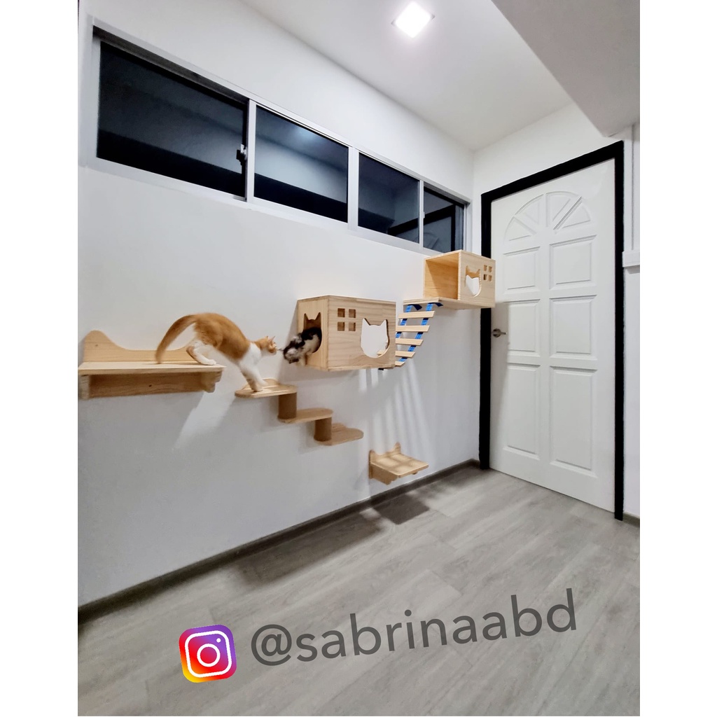 DIY Mounted Wall Shelf Kitty Climbing Wall Skytrak Cat Condo Cat track ...