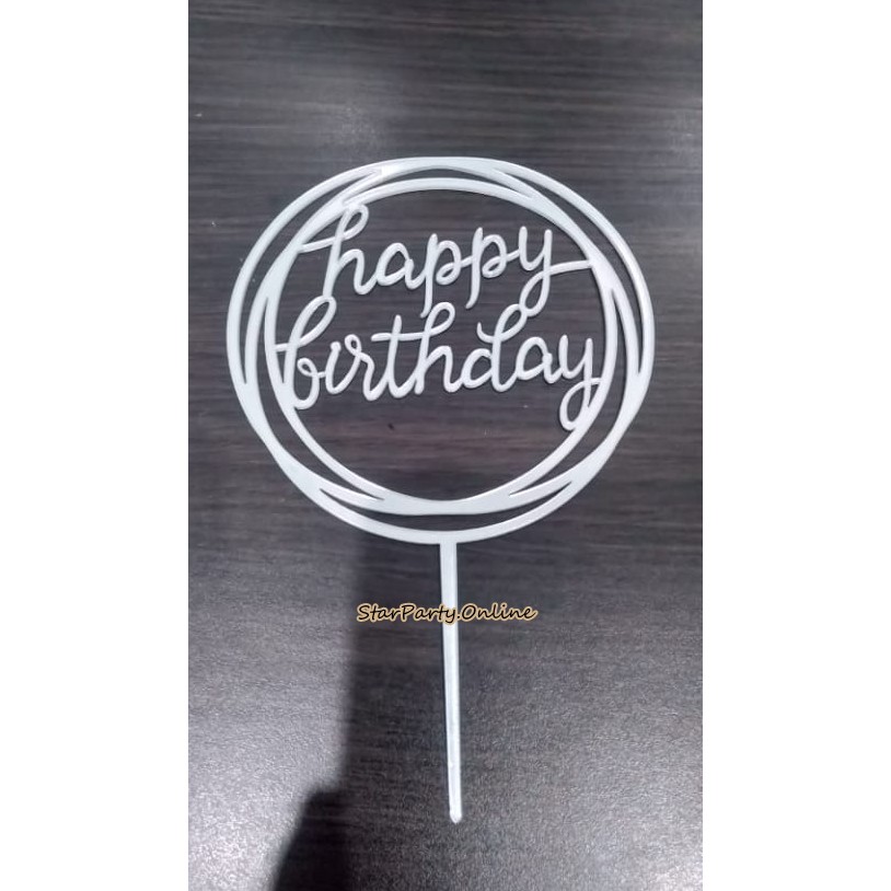 Silver Round HBD Acrylic Topper// Cake Topper/Cake Topper | Shopee ...
