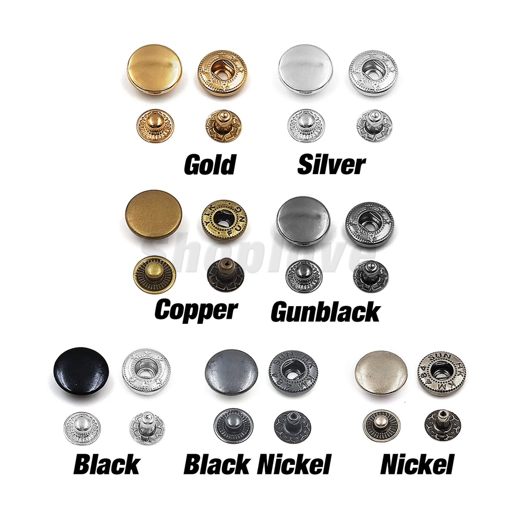 25-35 Sets 10/12.5/15/17/20mm Press Studs Snaps Fastener Clothing Coat ...