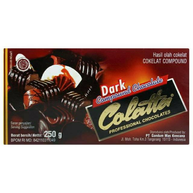 Colatta dark Compound 250 grams DCC dark chocolate bar makassar collata ...
