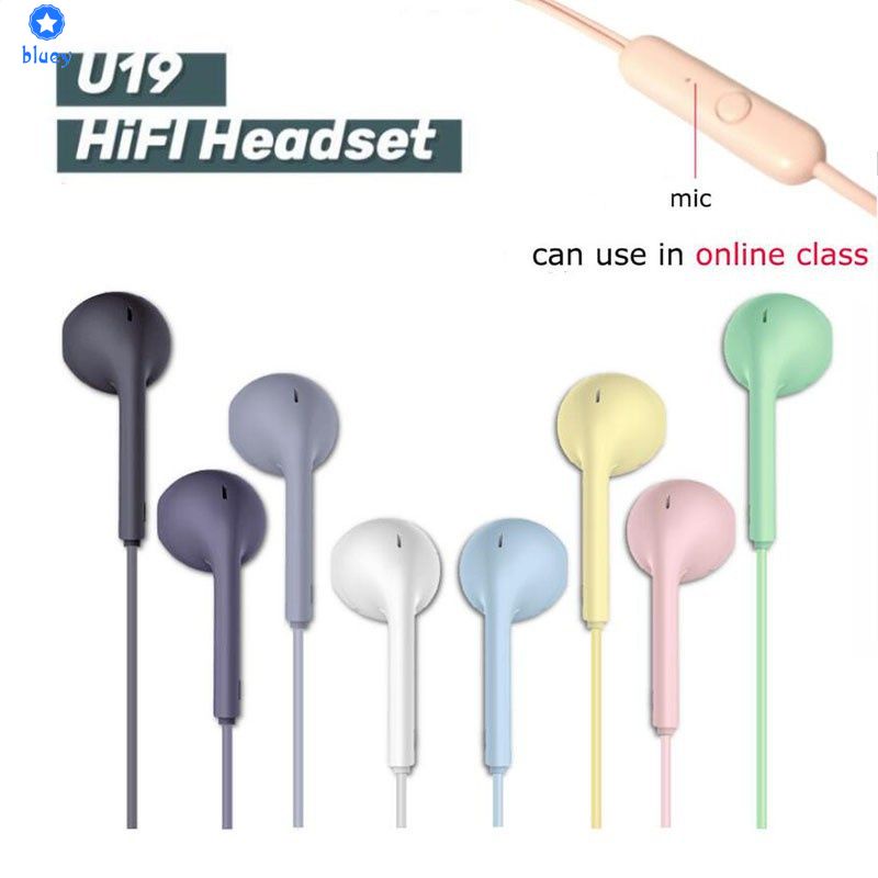 U19 Wired Earphone Macaron 3.5mm In-ear Earphones Stereo HiFi Super ...